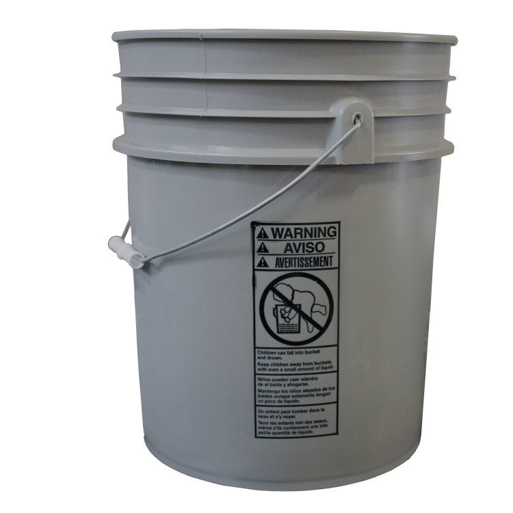 5-Gallon Gray HDPE Open Head Pail, W/ CWL, Metal Handle, UN Rated ...