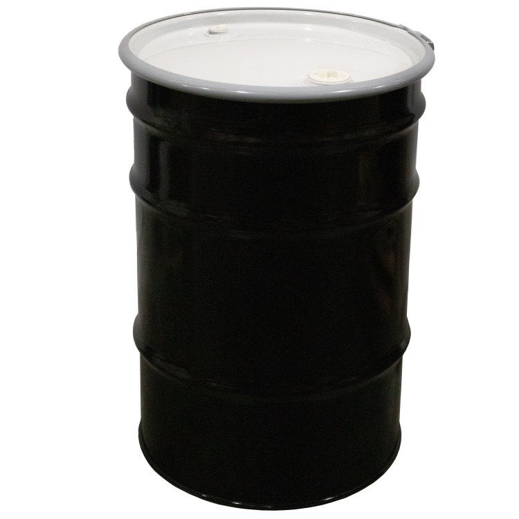 30 Gallon Black Steel Open Head Drum, Buff Epoxy Phenolic Lining, White ...