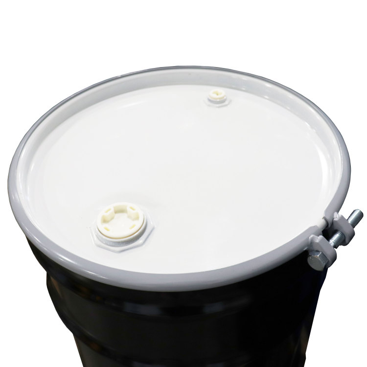 30 Gallon Black Steel Open Head Drum, Buff Epoxy Phenolic Lining, White ...