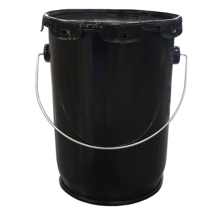 1 Gallon Black Steel Open Head Steel Pail, Red Brown Phenolic Lining, w ...