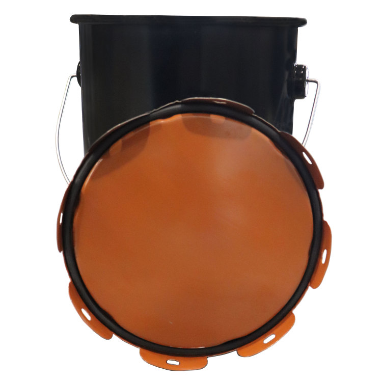 1 Gallon Black Steel Open Head Steel Pail, Red Brown Phenolic Lining, w ...