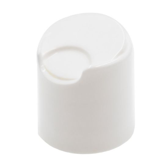 24 mm, 24-410 White PP Plastic Smooth Disc Top Cap, .310-.108" Orifice. Pipeline Packaging
