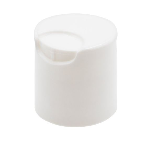 24 mm, 24-410 White PP Plastic Smooth Disc Top Cap, .310-.108" Orifice. Pipeline Packaging