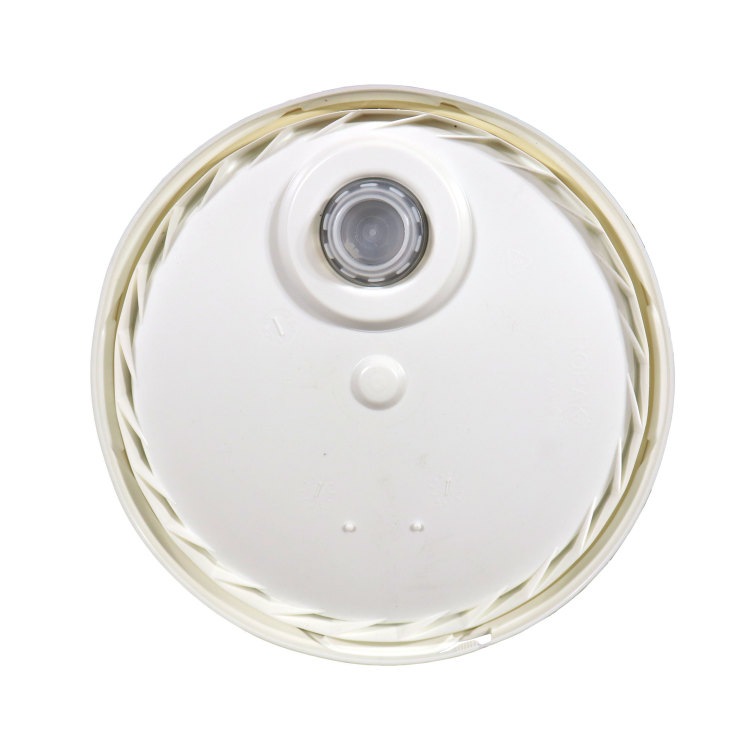 12" White HDPE Plastic Tamper Evident Pail Cover w/ Rieke Fitting ...