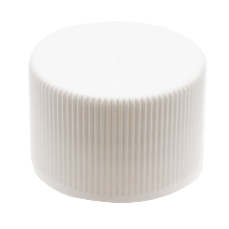 24 mm, 24-410 White PP Plastic Matte Top, Ribbed Sides Unlined Cap. Pipeline Packaging