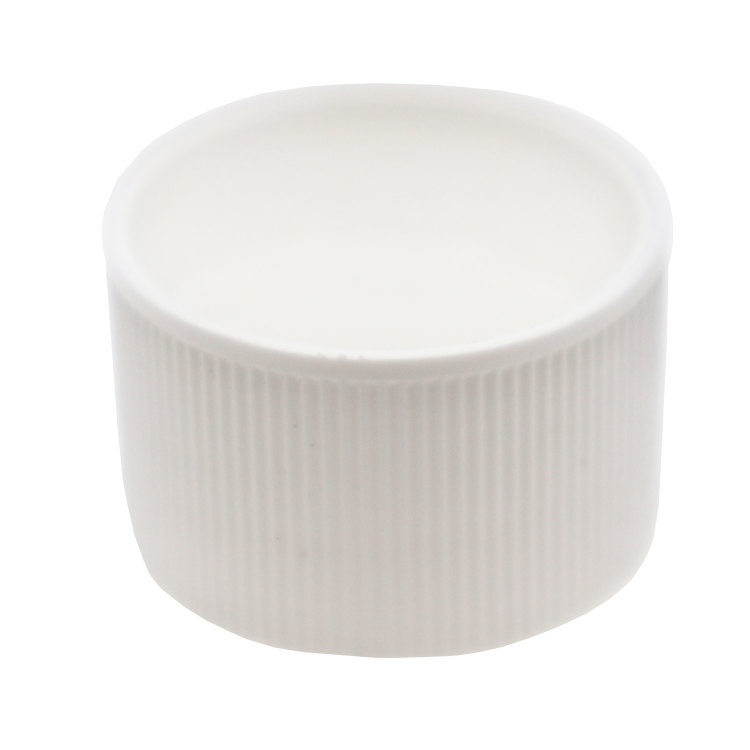 24 mm, 24-410 White PP Plastic Matte Top, Ribbed Sides Unlined Cap. Pipeline Packaging