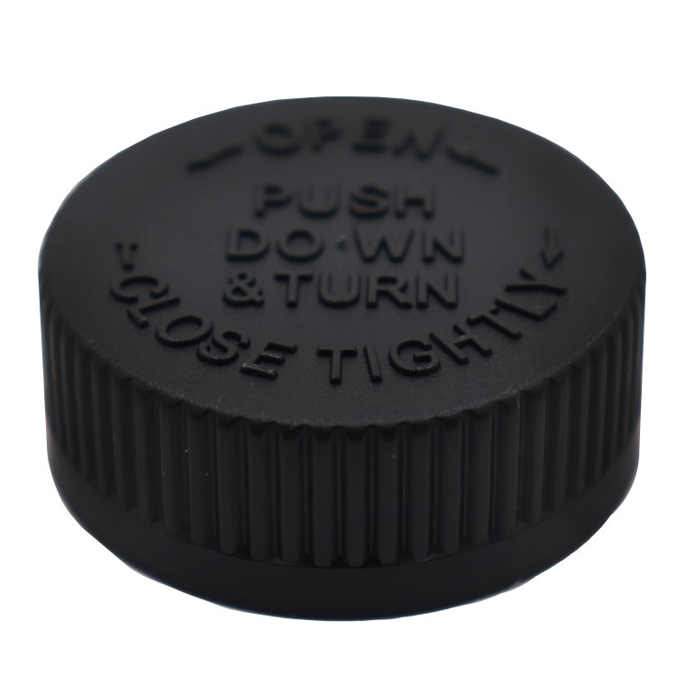 38 mm, 38-400 Black PP Plastic Child Resistant Cap w/ Heat Seal Liner ...