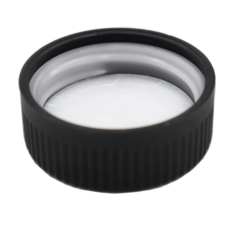38 mm, 38-400 Black PP Plastic Child Resistant Cap w/ Heat Seal Liner ...