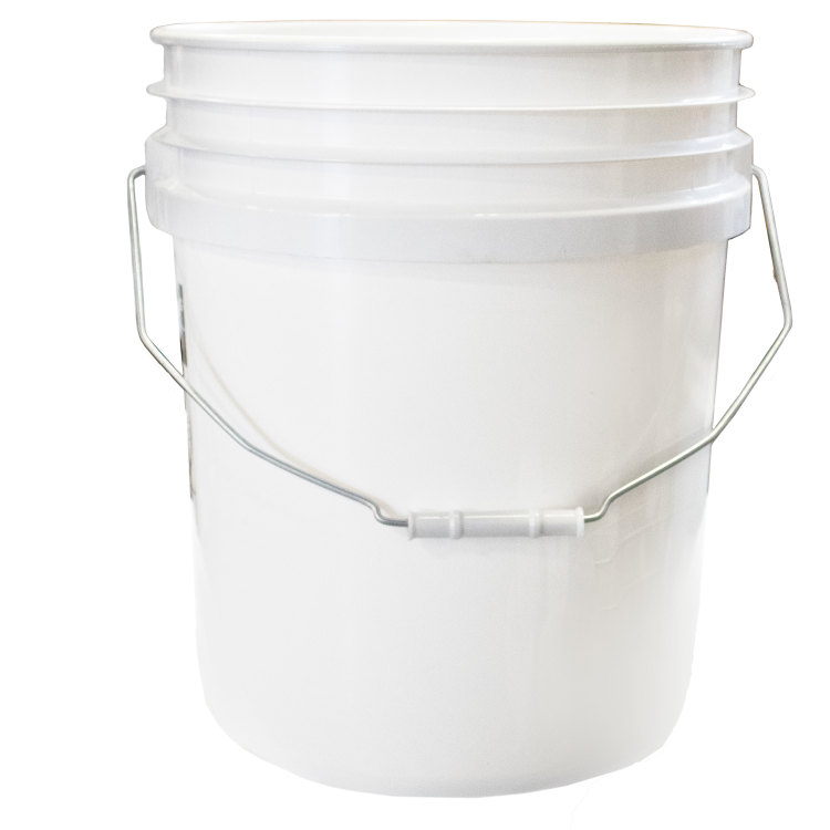 5 GALLON IVORY WHITE HDPE PLASTIC OPEN HEAD PAIL W/ CHILD WARNING LABEL ...