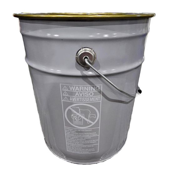 5 Gallon Gray Steel Open Head Pail, Double Bead, Gold Phenolic Lining ...