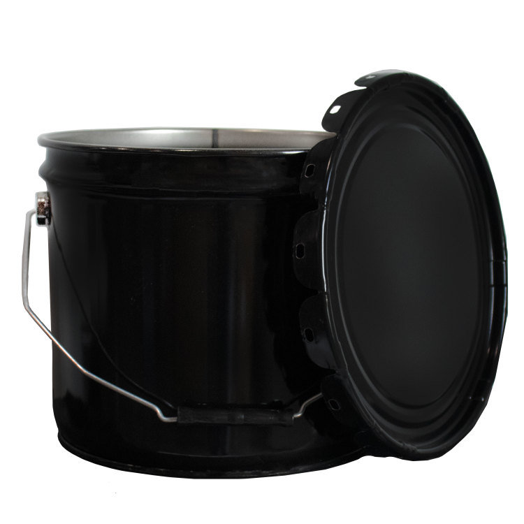 3.5 Gallon Black Steel Open Head Pail, Single Bead, Rust Inhibited ...