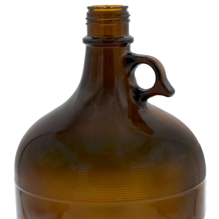 4 Liter Round Amber Glass Bottle, 38mm 38-439. Pipeline Packaging