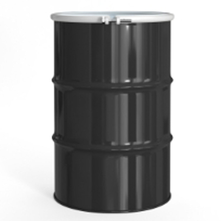 30 Gallon Black Steel Open Head Drum, Unlined, w/ White Cover, 2" & 3/4 ...