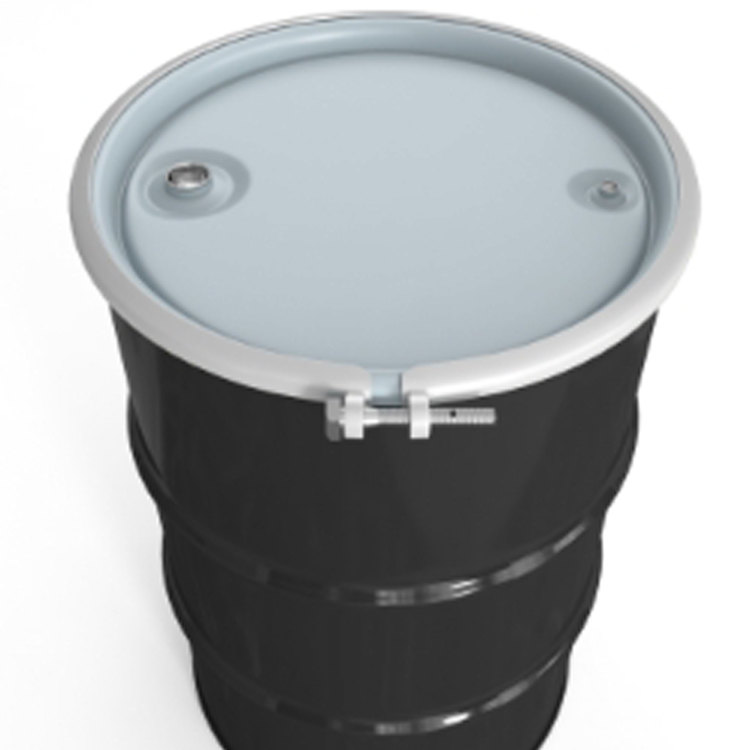 30 Gallon Black Steel Open Head Drum, Unlined, w/ White Cover, 2" & 3/4 ...