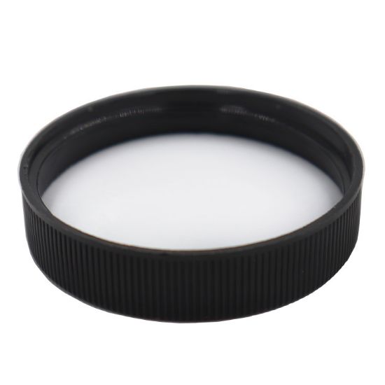 48 mm, 48-400 Black PP Plastic Matte Top, Ribbed Side Cap w/ F217 Liner ...