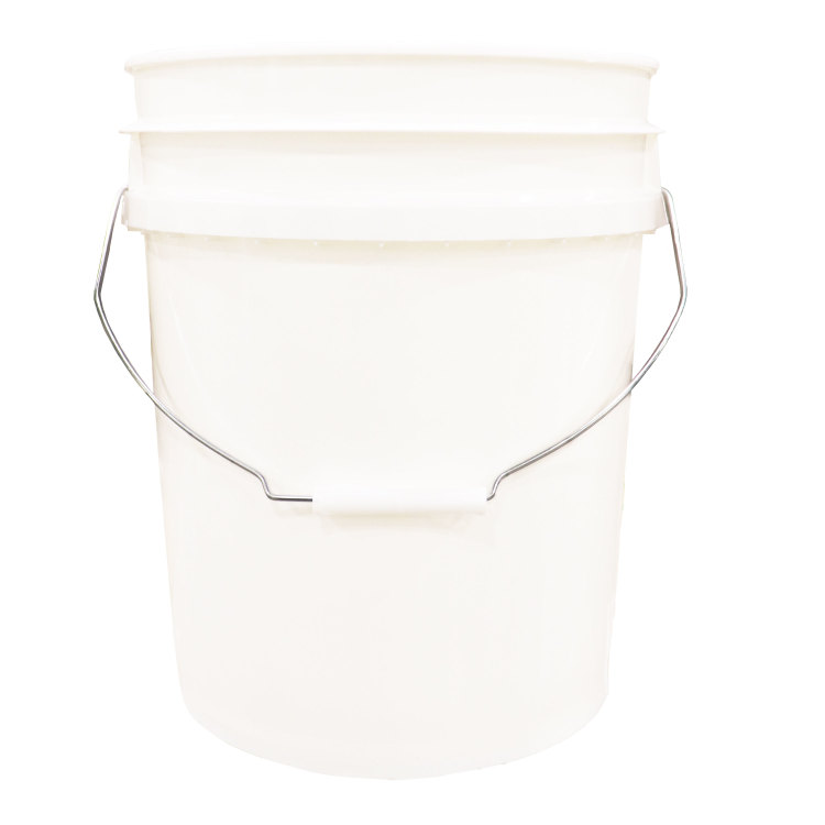 5 Gallon White HPDE Plastic Open Head Pail, w/ Black CWL, UN Rated ...