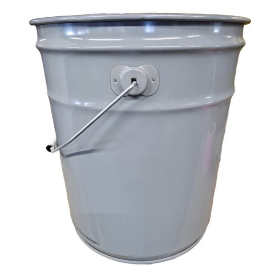 5 Gallon Gray Steel Open Head Pail, 3.5" Double Bead, Red Phenolic ...